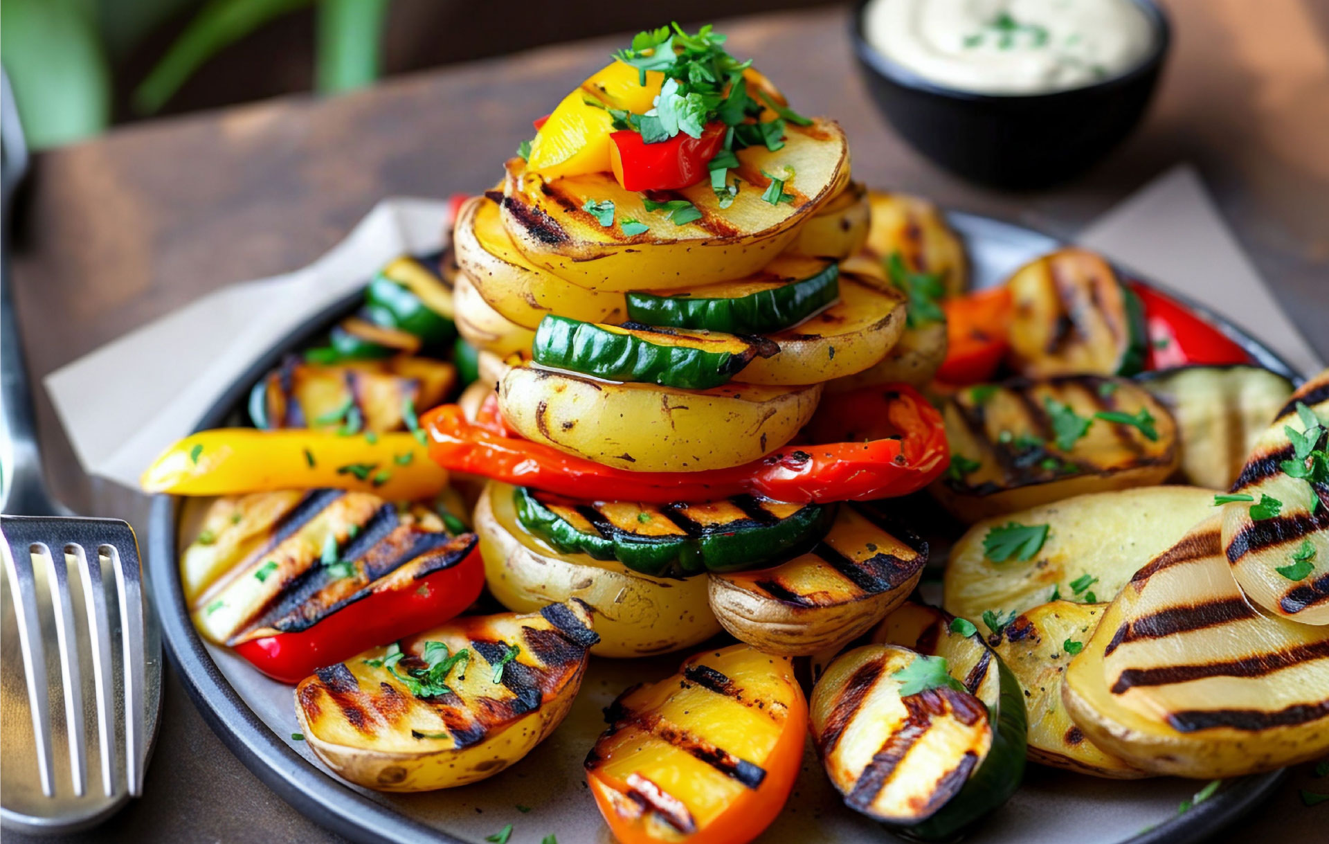 Vegan roasted vegetable stacks - Viva Lanzarote
